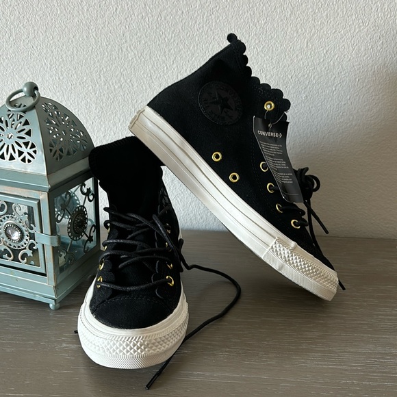 Converse | Shoes | New With Tag Black Suede High Top Converse | Poshmark
